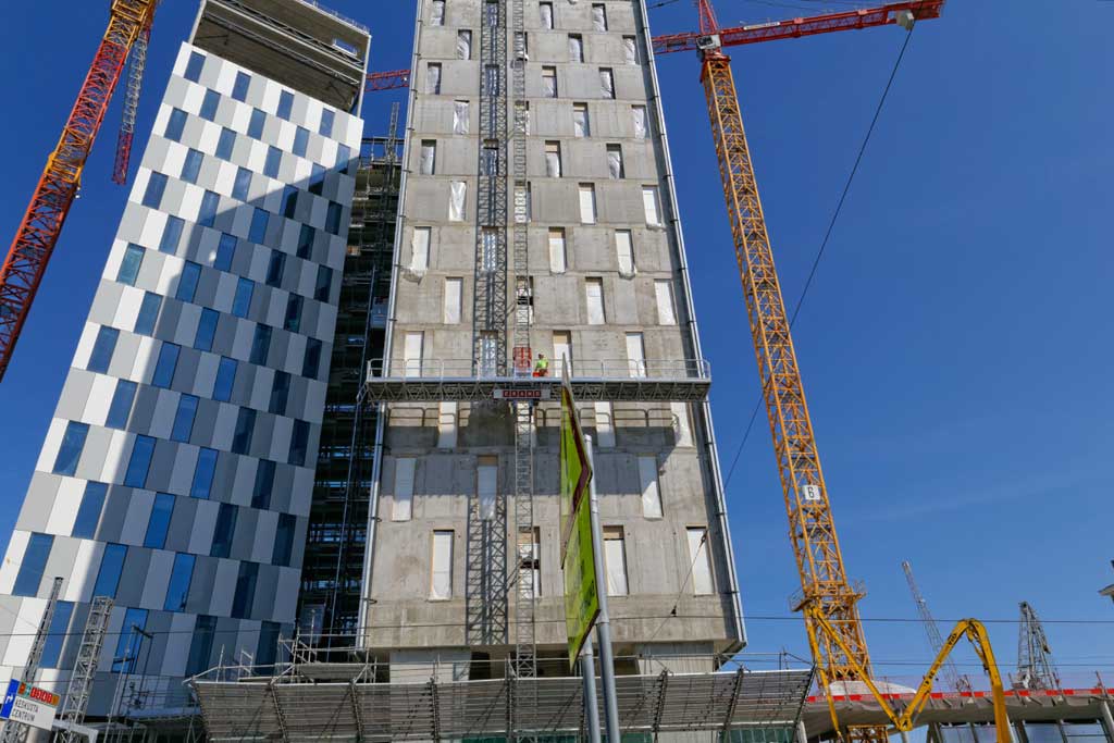 Facade installation using MCWP:s at Clarion Hotel Helsinki | Scanclimber